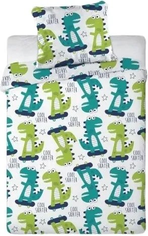 FARO Bavlněné povlečení do postýlky Dino skate - 100x135 cm + 40x60 cm