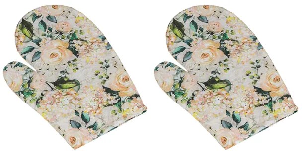 Bellatex Kuchyňská chňapka 2ks 28x18 cm Růže Vanilková,Lososová,Zelená