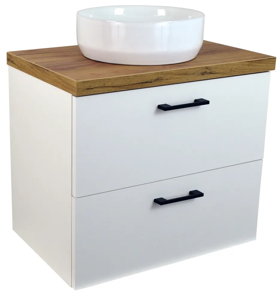 Comodo Koupelnová skříňka pod deskové umyvadlo Agria 60-HD - bílá/zlatý dub
