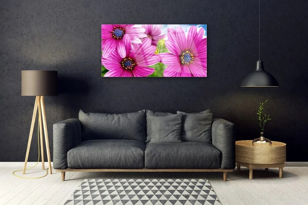 Obraz na skle Květiny 100x50 cm