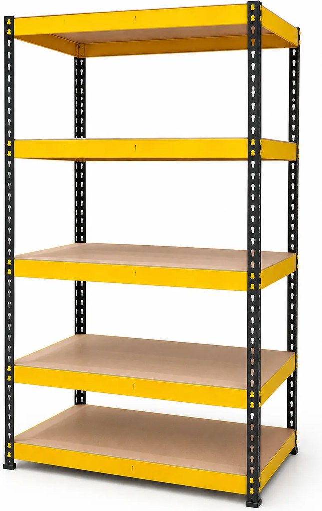 Fistar Regál 216x120x60 cm PROFESIONÁLNÍ lakovaný 5-policový, nosnost 2000 kg - ČERNO-ŽLUTÝ