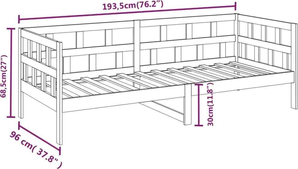 vidaXL Válenda 90 x 190 cm masivní borové dřevo [820220] Barva: Černá