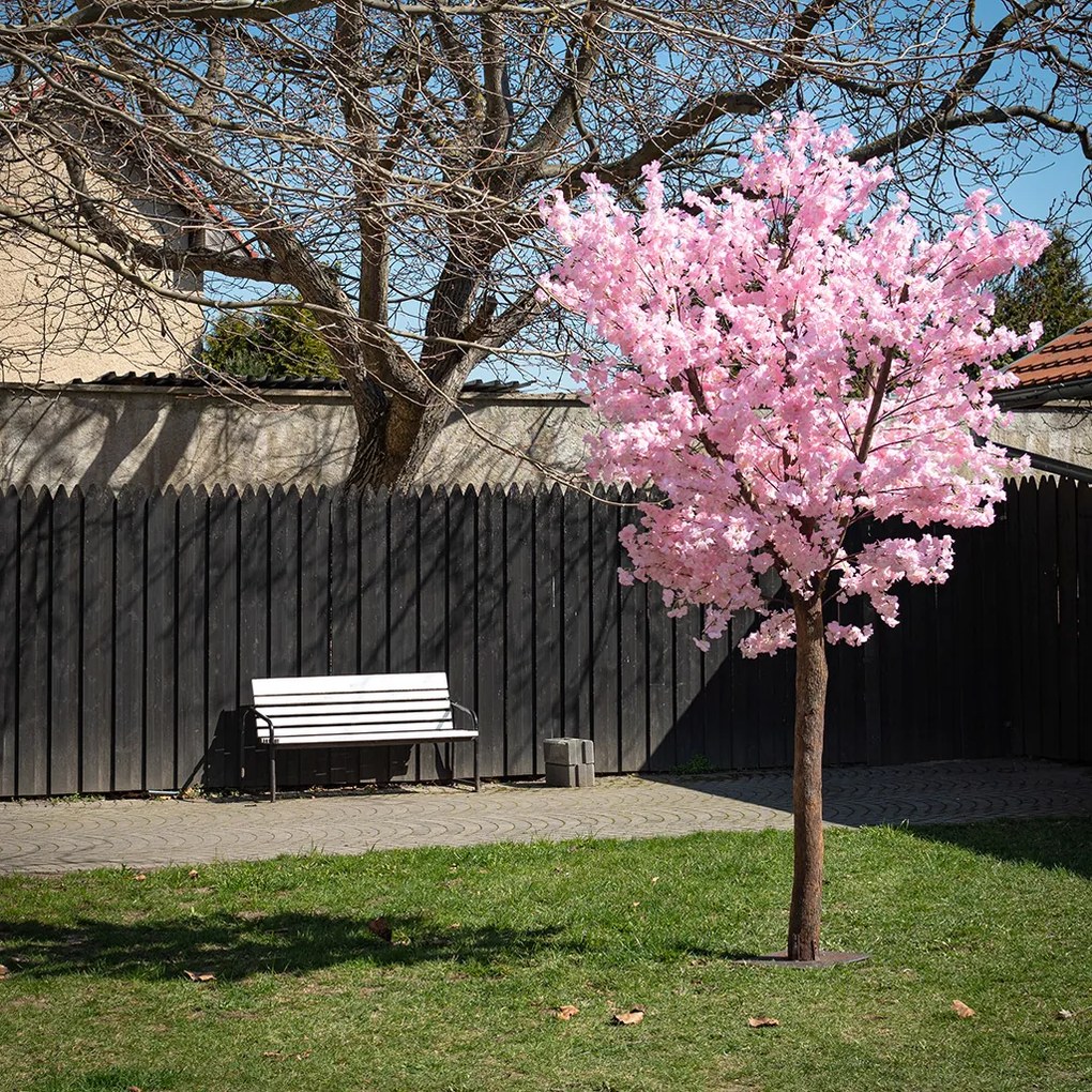 3D umělý strom Sakura 300 × 200 cm, růžová dekorace, IP44 venkovní, kov a plast