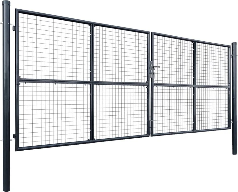 Pletivá zahradní branka pozinkovaná ocel 400 x 150 cm šedá 143377