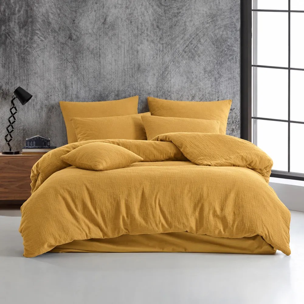 Mušelínové povlečení žluté: 140x200cm, 70x90cm