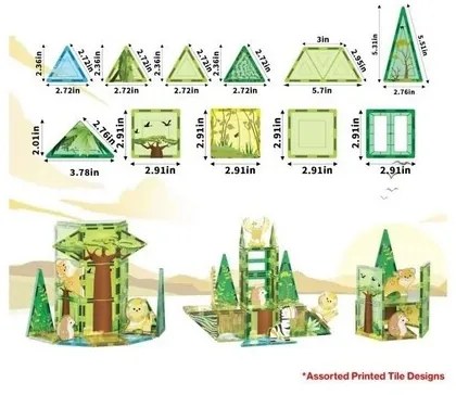 PicassoTiles magnetická stavebnice Safari Set s 8 zvířaty