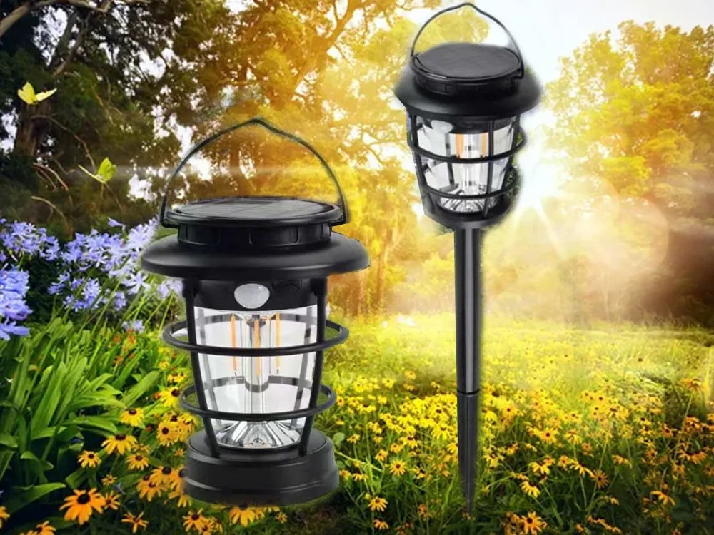 Verk Group Solární kempování lucerna vedla zahradní lucerna usb soumrak pohybový senzor