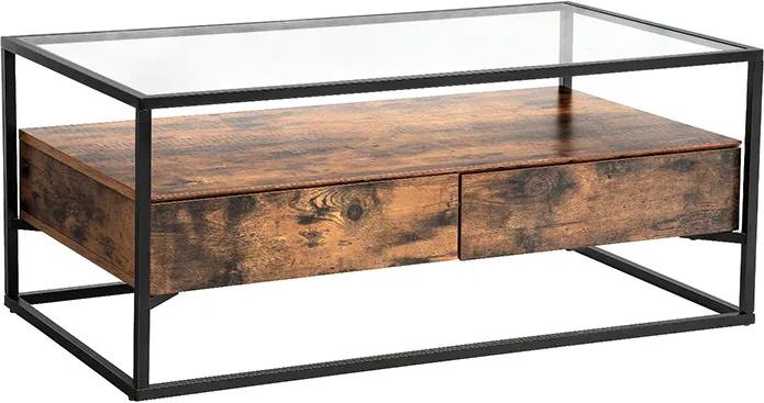 Goleto Rustikální konferenční stolek se zásuvkami | 106 x 60 x 45 cm