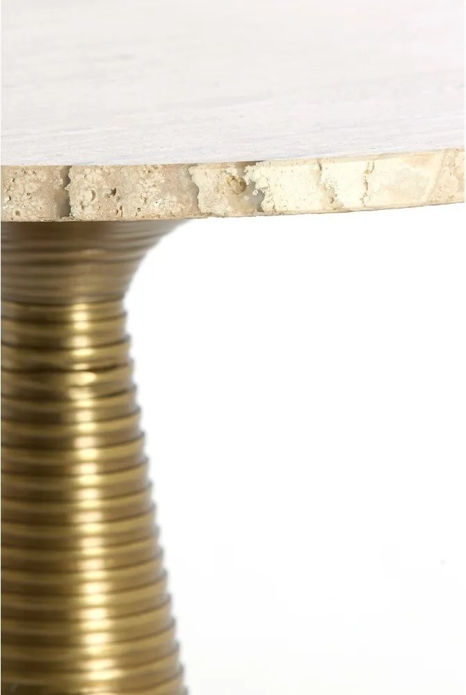 Kulatý konferenční stolek s deskou z kamene v bronzové barvě/ve světle přírodní barvě ø 50 cm Bahia – Light & Living