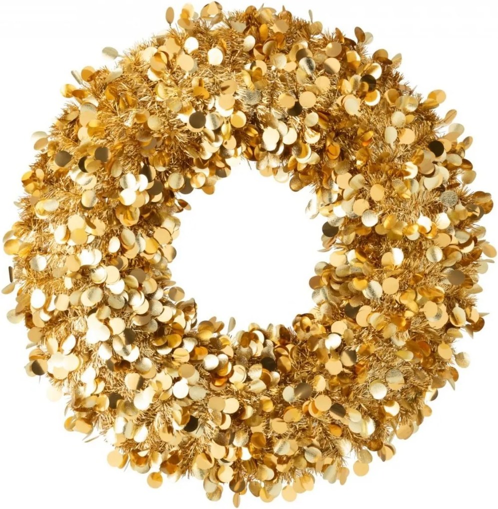 Zlatý lesklý vánoční věnec Sparkling XL – 75*75*7 cm