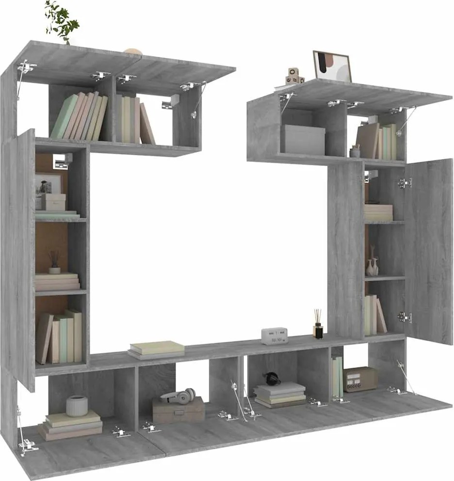 6dílný set TV skříněk šedý sonoma kompozitní dřevo 3114468