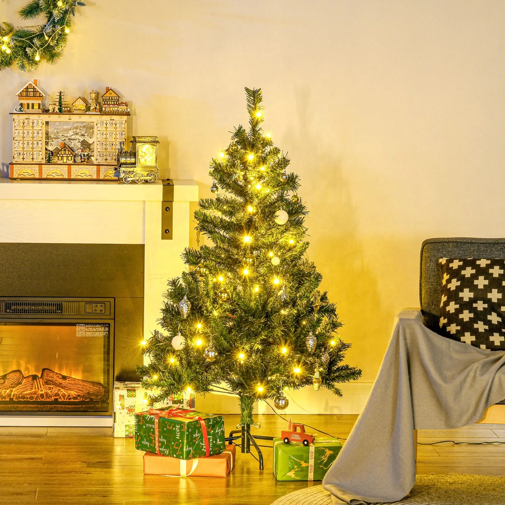 Aosom Vánoční strom, umělá jedle, 1,2 m, LED diody, včetně hvězdy, 75 cm x 120 cm, zelený