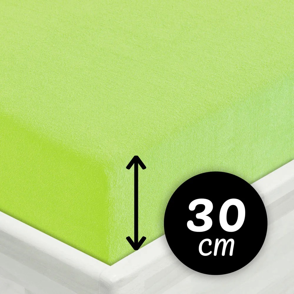 Froté napínací prostěradlo na vysokou matraci FR-019 Zářivě zelené 90 x 200 - výška 30 cm