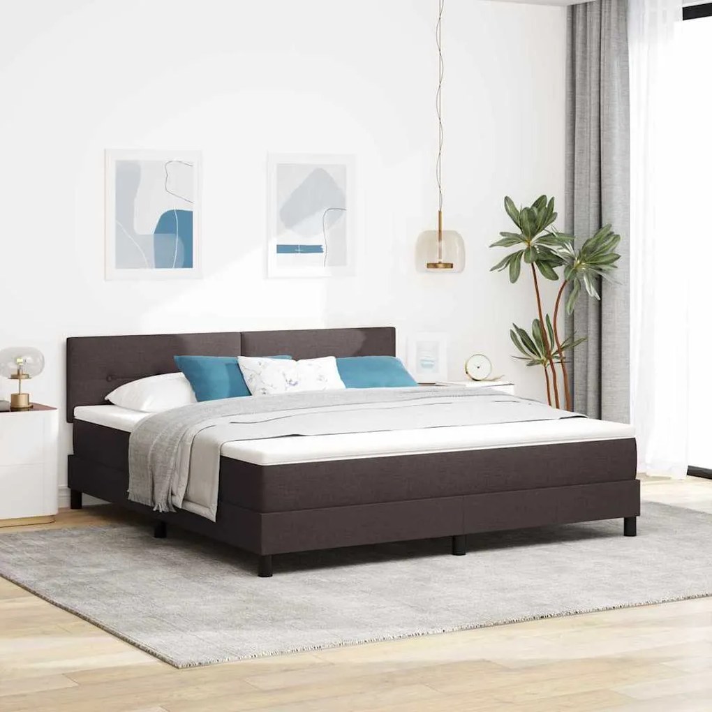 Postel s boxspringem s čelo Tmavě hnědá 180 x 200 cm textil 3338709