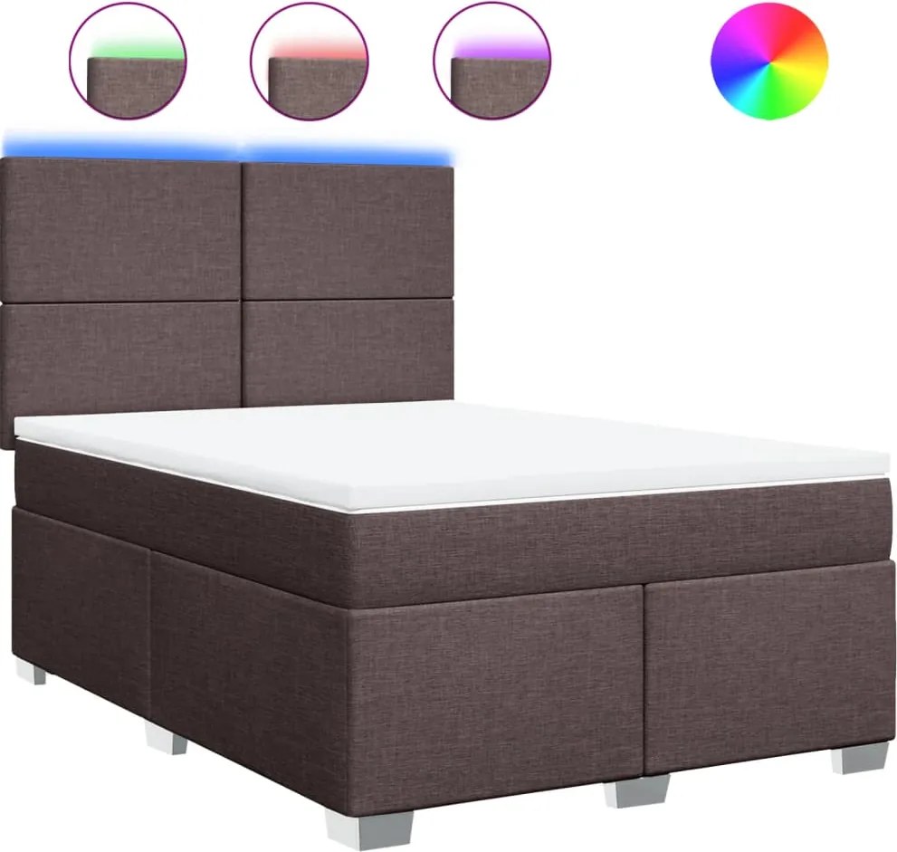 Box spring postel s matrací tmavě hnědá 140x200 cm textil 3292807