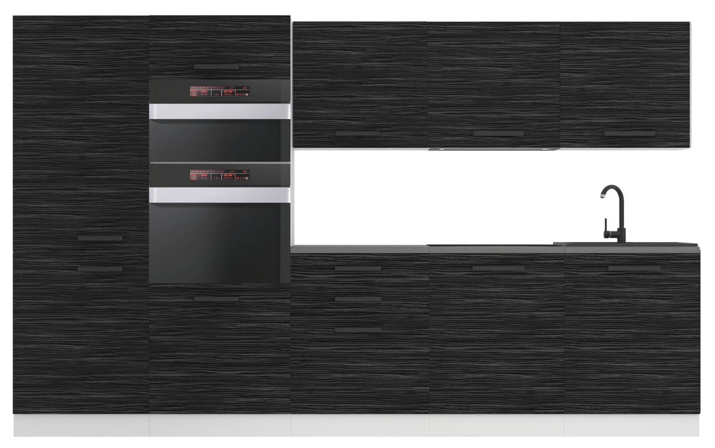 Kuchyňská linka Belini Premium Full Version 300 cm královský eben s pracovní deskou GRACE