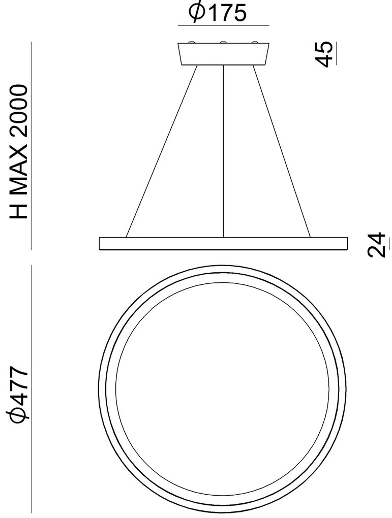 Stilnovo 8614 Hinomaru, černé závěsné kruhové LED svítidlo, 30W LED 3000K stmívatelné, prům. 48cm