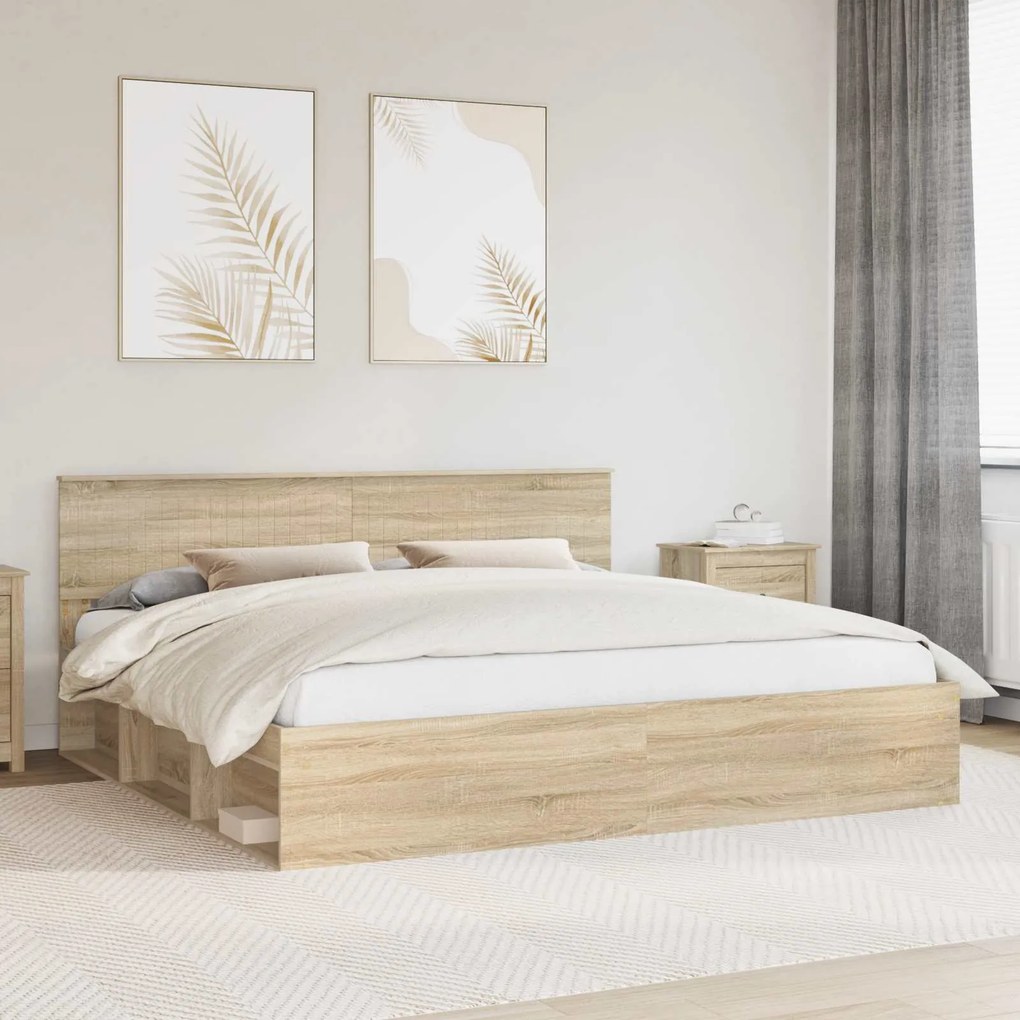 Rám postele s čelo Sonoma 200 x 200 cm Masivní borové dřevo 3410557