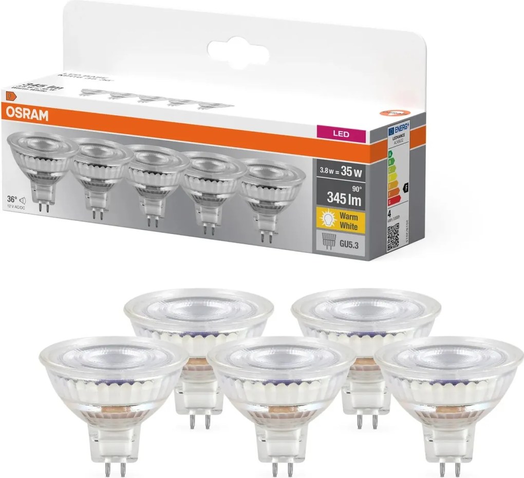 OSRAM LED žárovka STAR MR16 35 36° GU5.3 3,8W 345lm 2700K pr. 50 x 44 mm, 5 ks