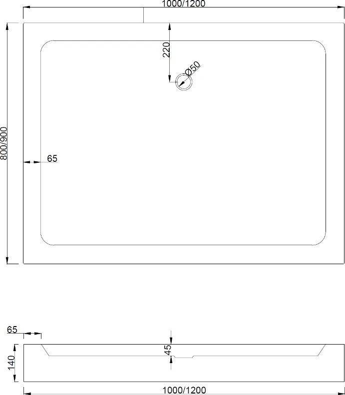 Mexen RIO - Obdélníková sprchová vanička 100x80x14 cm + chromový sifon, bílá, 45108010