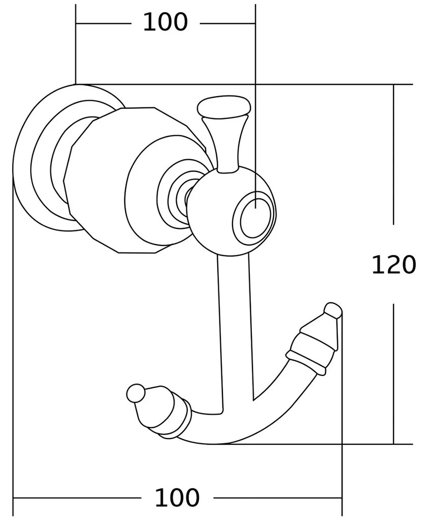 Mexen příslušenství, ESTELA držák na ručníky, 2-háček, černá, 7011535-70