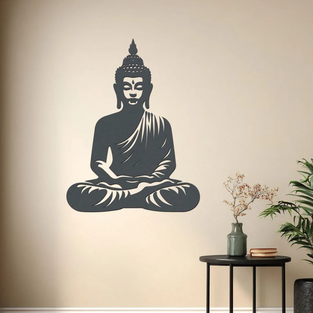 dřevo života Dřevěný obraz Buddha – Energie klidu Rozměry (cm): 62x80, Zvolte barvu dekoru: Antracitová