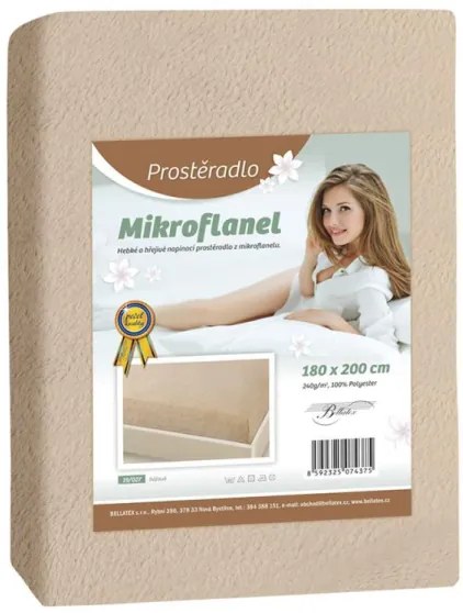 Bellatex Prostěradlo Mikroflanel  Béžová rozměr 180x200 cm