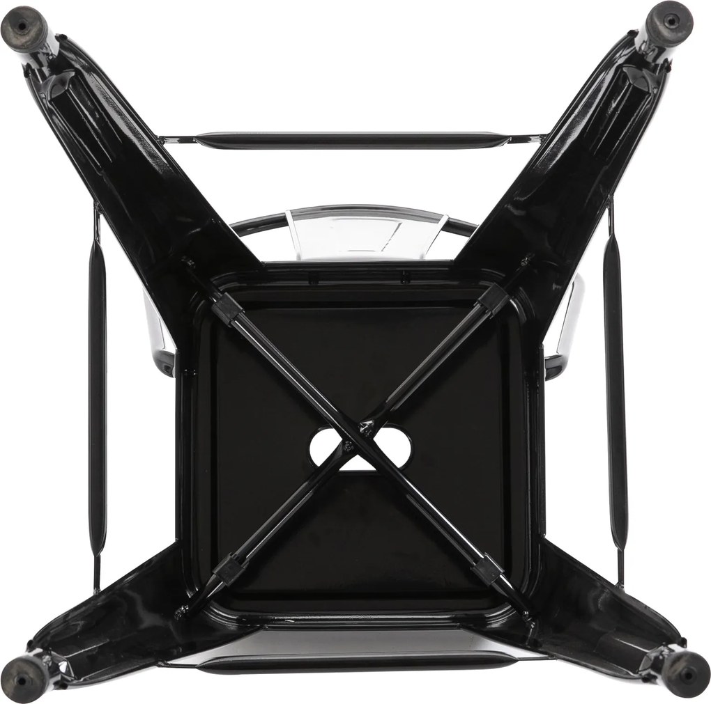 HOMCOM Sada 4 Stackable Barových Židlí Průmyslové Barové Křeslo s Opěrkou a Podnožkou, Výška Sedáku 76 cm, Černý Kov