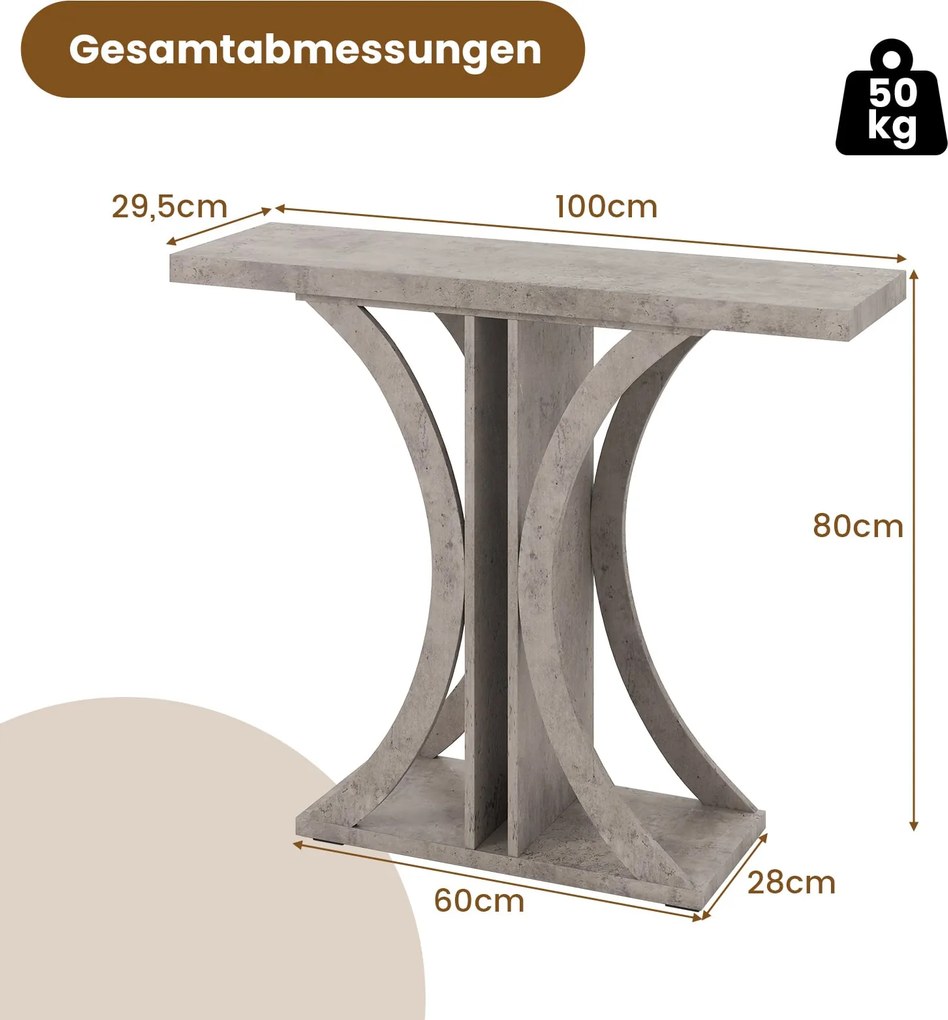 Costway Úzký konzolový stolek s geometrickým kovovým rámem v industriálním stylu