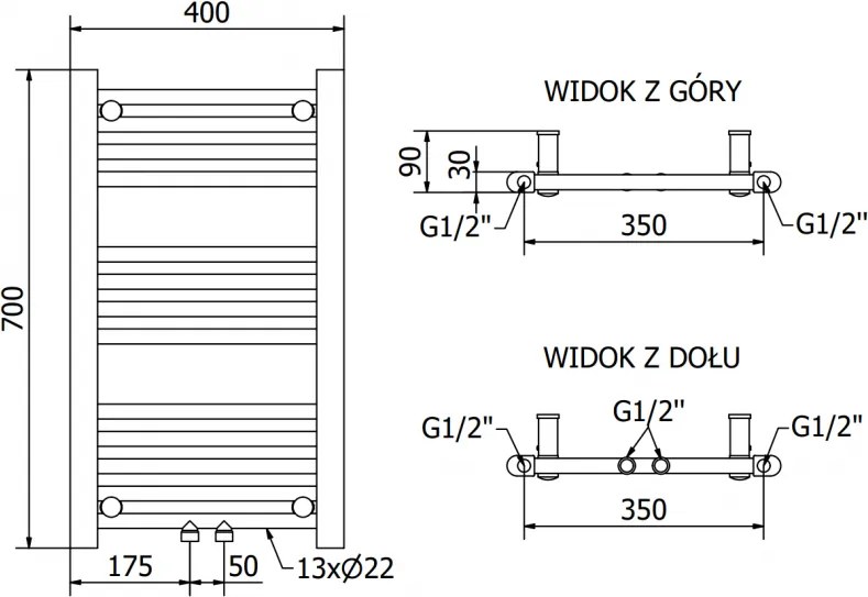 Mexen Mars, elektrické topné těleso 700 x 400 mm, 300 W, černá, W110-0700-400-2300-70