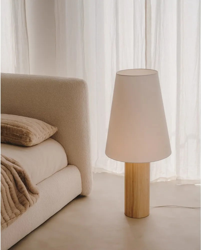 Bílá/v přírodní barvě stojací lampa s textilním stínidlem (výška 110 cm) Marga – Kave Home