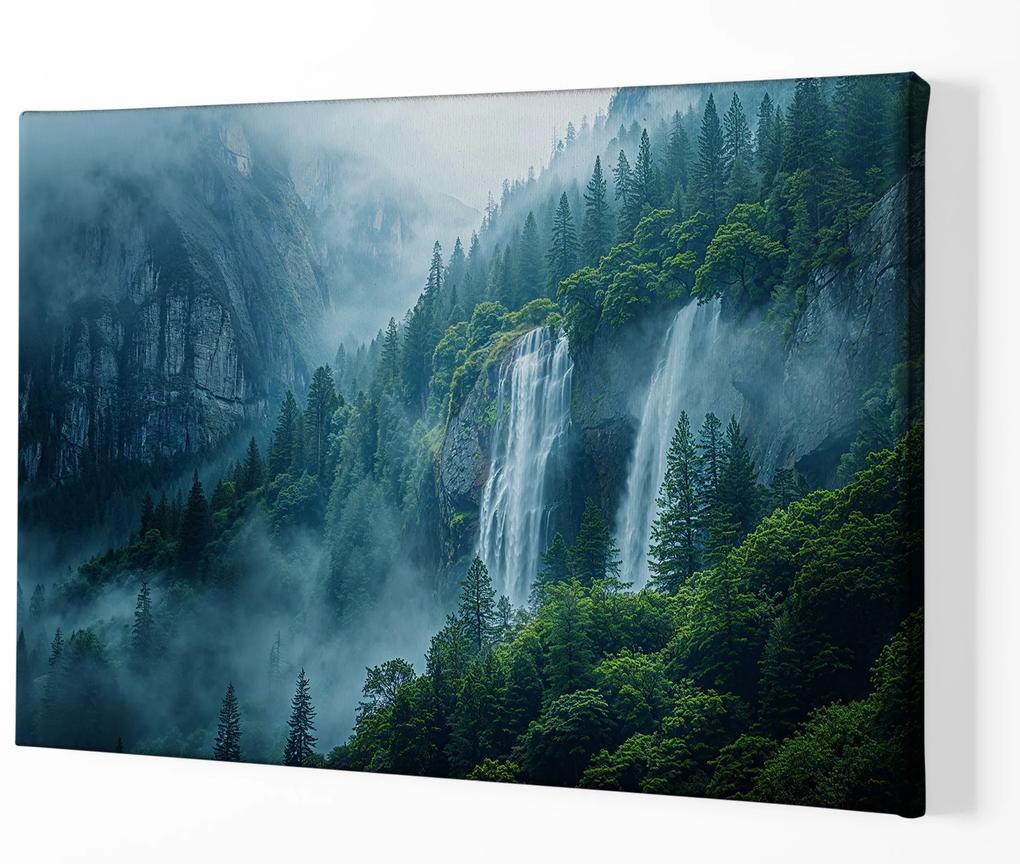 Obraz na plátně - Skalní vodopády za mlžného rána FeelHappy.cz Velikost obrazu: 40 x 30 cm