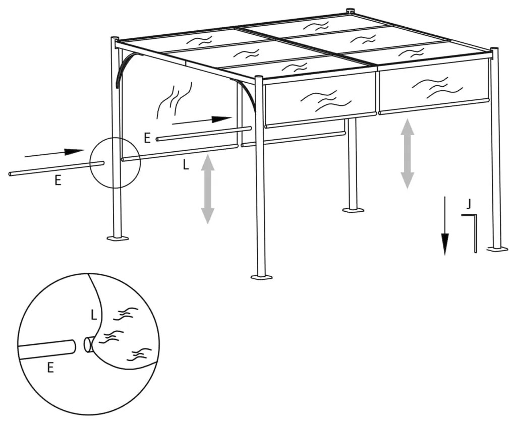 vidaXL Marketos Zahradní altán se zatahovací střechou 3 x 3 m taupe 180 g/m²