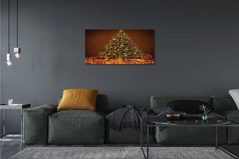 Obrazy na plátně Vánoční osvětlení dekorace dárky 125x50 cm