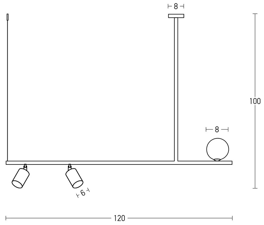 Zambelis 22227 závěsné svítidlo černo/zlaté, 2xGU10, 1xG9 120cm