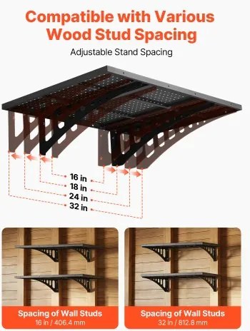Dvoupatrový vysoce odolný nástěnný regál do garáže, 610 × 914 mm VEVOR
