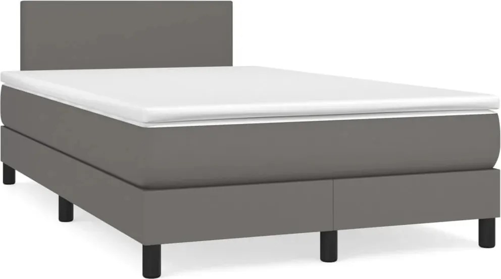 Box Spring Postel S Matrací Šedá Umělá Kůže Šedá Hladký design 120 x 190