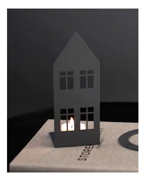 Kovová dekorace/svícen Storgatan House Grey 18 cm Storefactory Scandinavia
