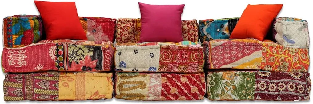 3místný modulární pouf patchwork textil 244979