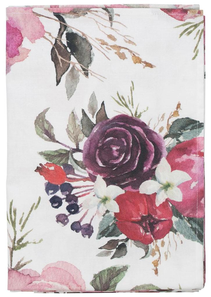 CÔTÉ TABLE Ubrus Florisia 160x160, růžová barva, textil