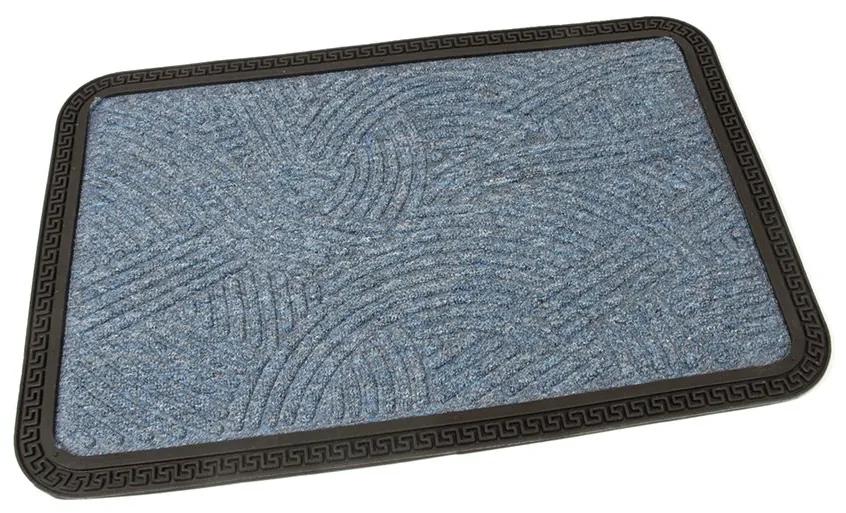Modrá textilní vstupní rohož Chaos - 60 x 40 x 0,8 cm