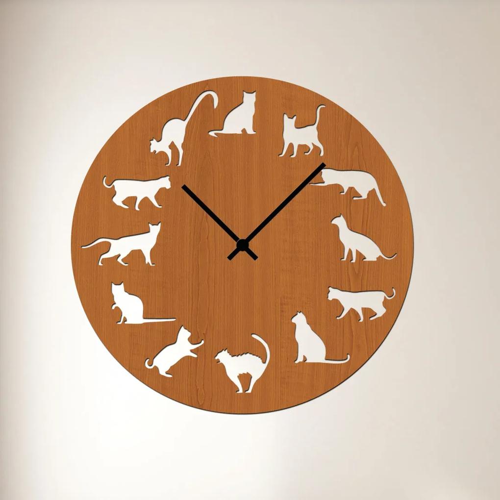 dřevo života Nástěnné KOČIČÍ hodiny Barevný vzor: Bílá, Velikost hodin: 35x35