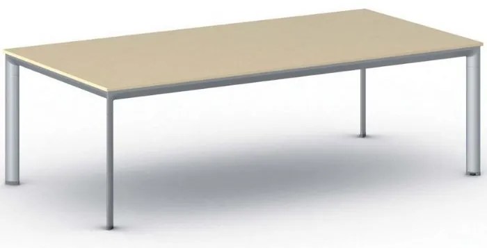 Jednací kancelářský stůl PRIMO INVITATION, 240x120 cm, šedostříbrná podnož, bříza