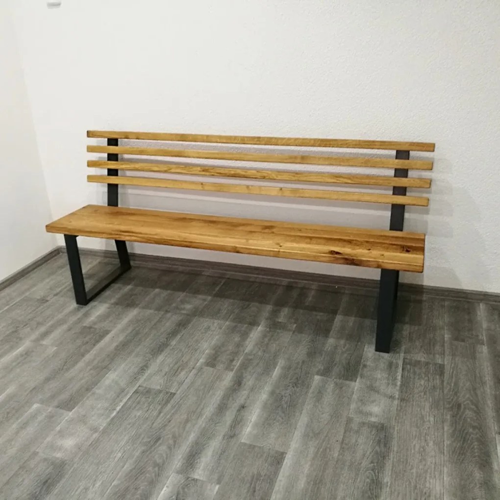 KULHÁNEK Designová jídelní lavice - dubové dřevo a kvalitní ocel Délka: 150 cm, Odstín podnože: bílá - RAL 9010