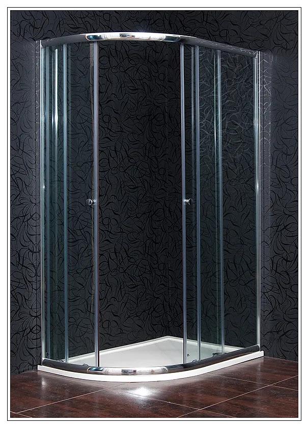 ARTTEC Sprchový kout čtvrtkruhový KLASIK 100 x 80 cm čiré sklo s vaničkou z litého mramoru STONE pravé provedení PAN01220