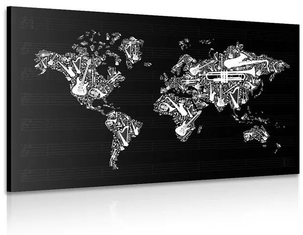 Obraz hudební mapa světa - 60x40 cm