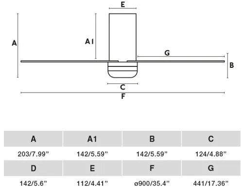 FARO 33834-Stropní ventilátor MINI PUNT TUB S černá pr. 90 cm + dálkové ovládání