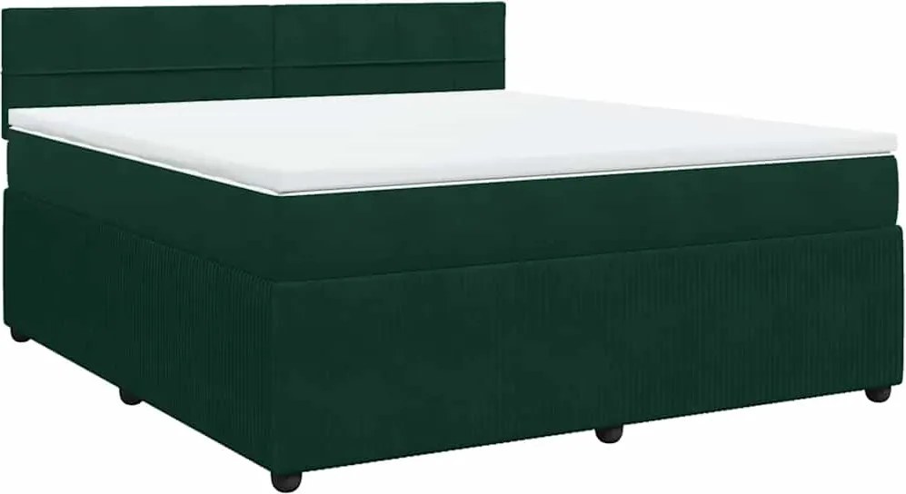 Box spring postel s matrací tmavě zelená 180x200 cm samet 3290109