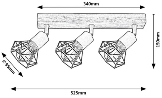 Rabalux 3139 - Bodové svítidlo ZEUS 3xE14/40W/230V dub