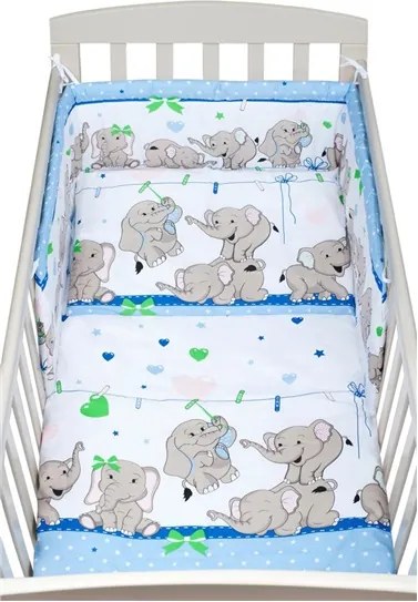 NEW BABY | New Baby Sloni | 2-dílné ložní povlečení New Baby 100/135 cm modré se sloníky | Modrá |